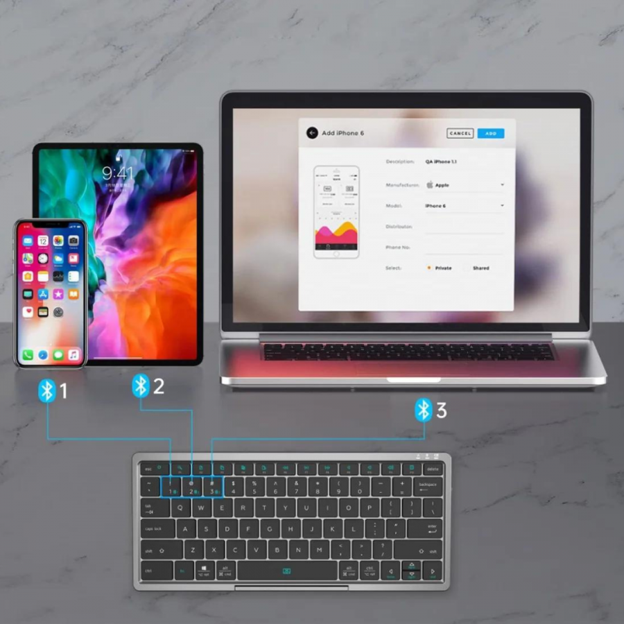 Wireless Keyboard with Foldable Case KF8700 - I.M. Tech